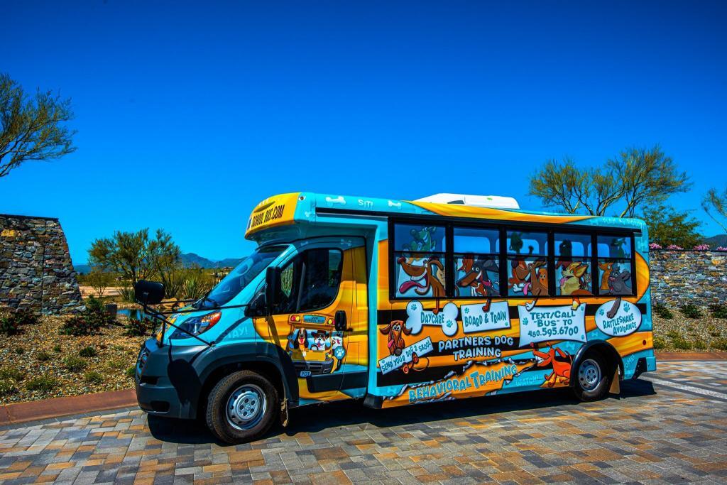 Dog School Bus | Boarding Transport | Partners Dog Training School ...